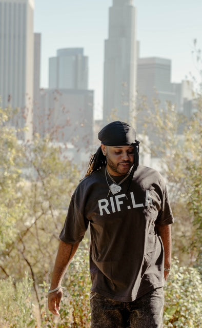 RIF Classic Small Logo Tee Washed Black – RIF LA