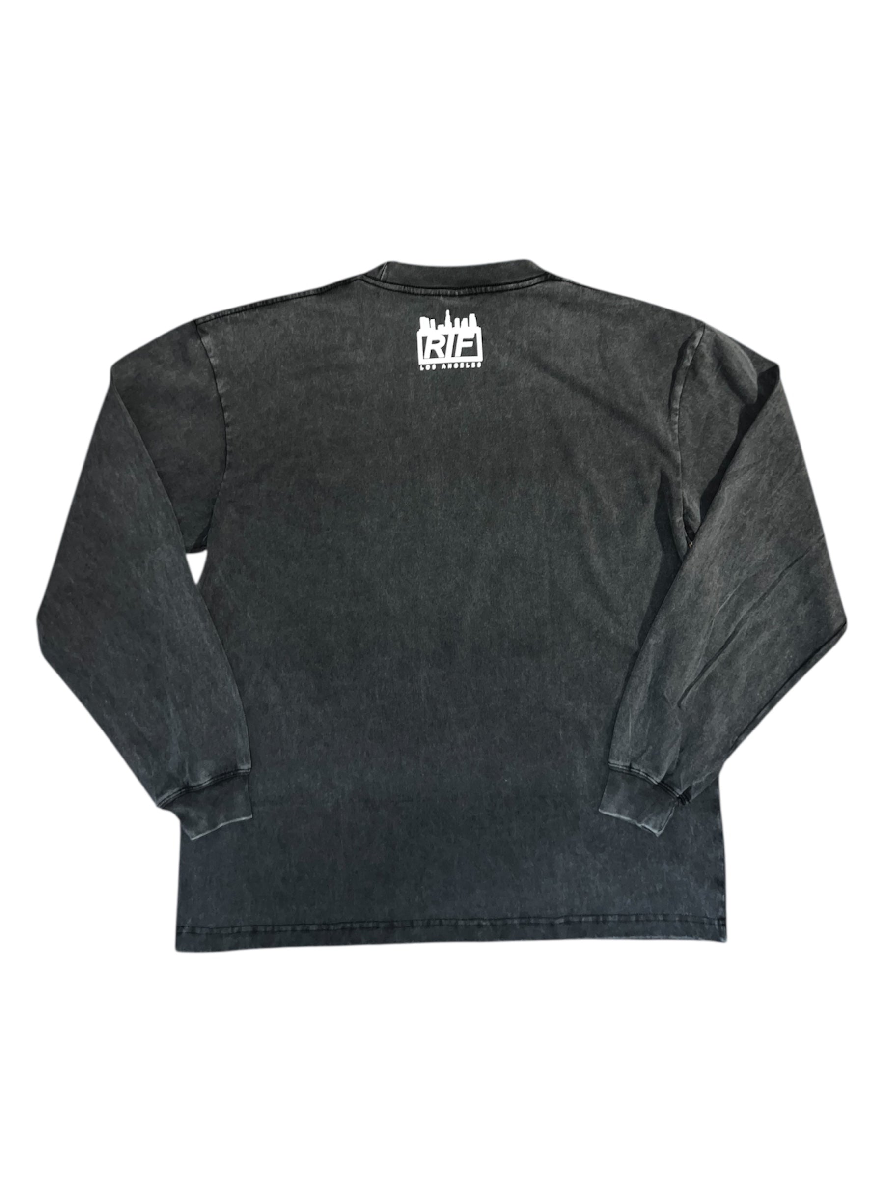 RIF Small Logo Longsleeve Tee Washed Grey – RIF LA